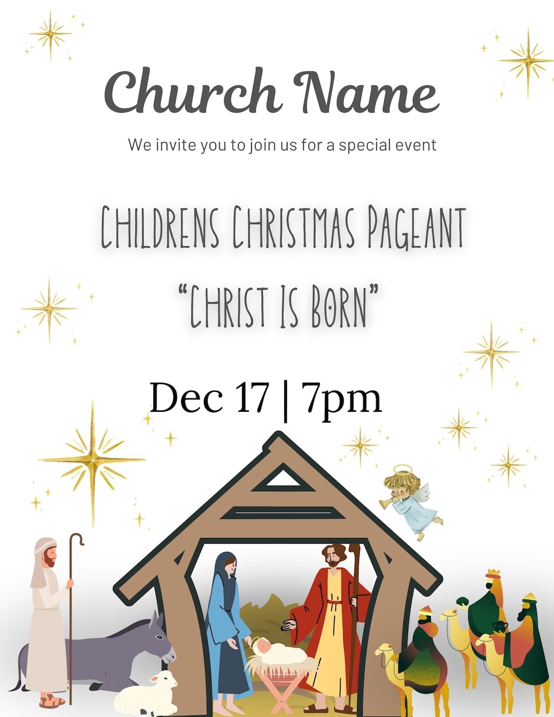 PLR Christmas Pageant Flyer| Church Events| New Years| Church Christmas ...