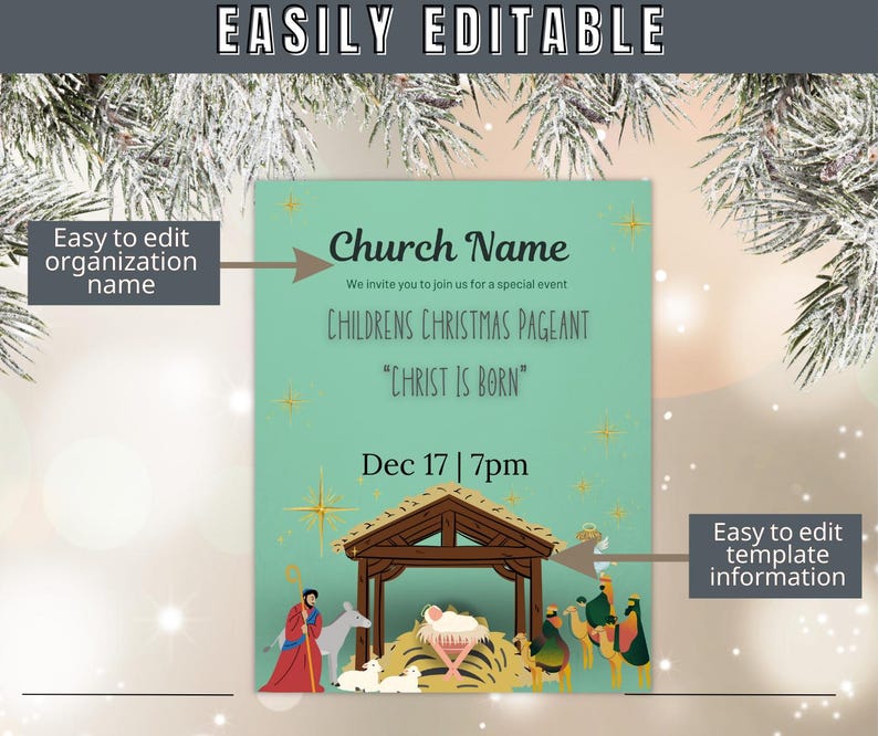 Editable Church Christmas Flyer| Church Play| Church Events| New Years ...
