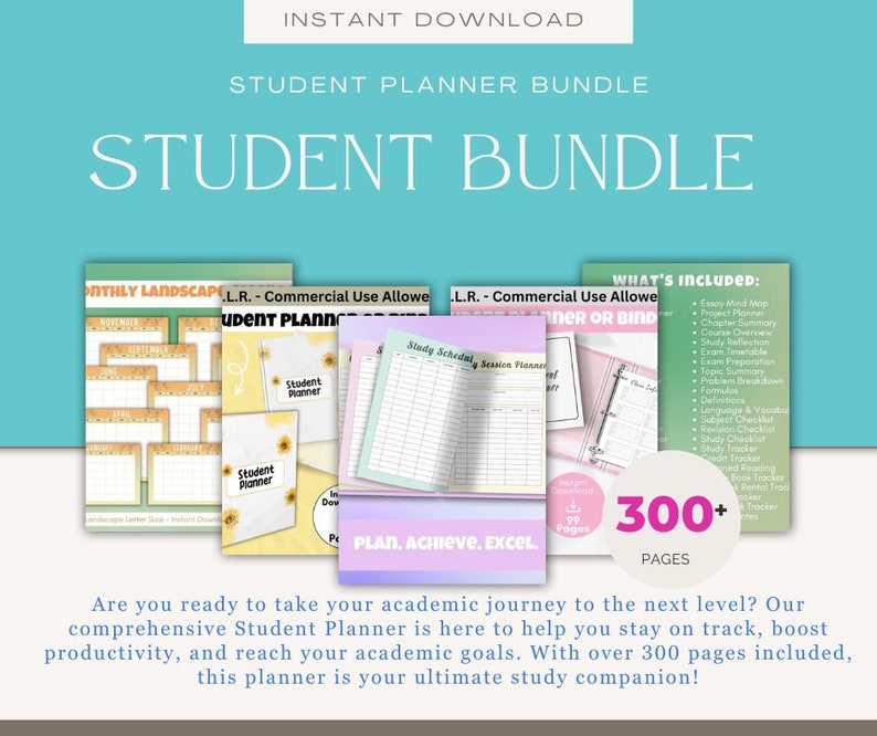 Student Planner Printable Academic Planner College Student - Etsy