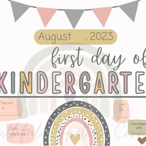 First Day of Kindergarten Sign, PLR Template, First Day of School Sign ...