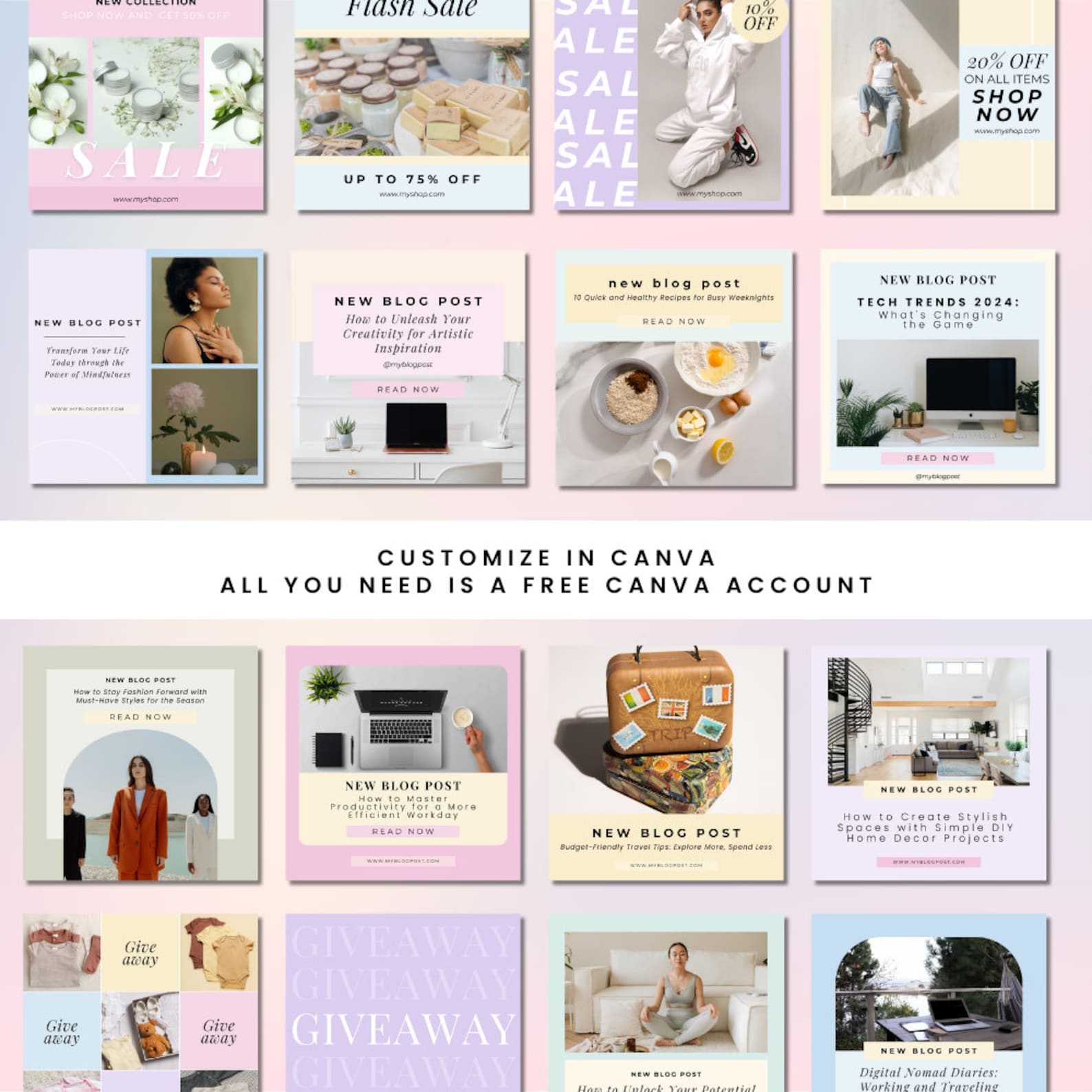 70 Social Media Post Templates Marketing Templates Instagram Engagement ...