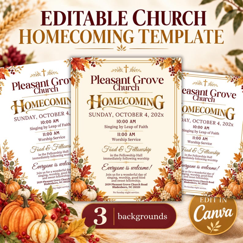 Editable Church Homecoming Flyer, Church Events Flyer, Homecoming ...