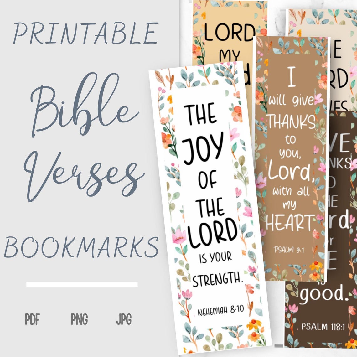 Printable Bible Verses Bookmark Set| Printable Floral Bookmark ...