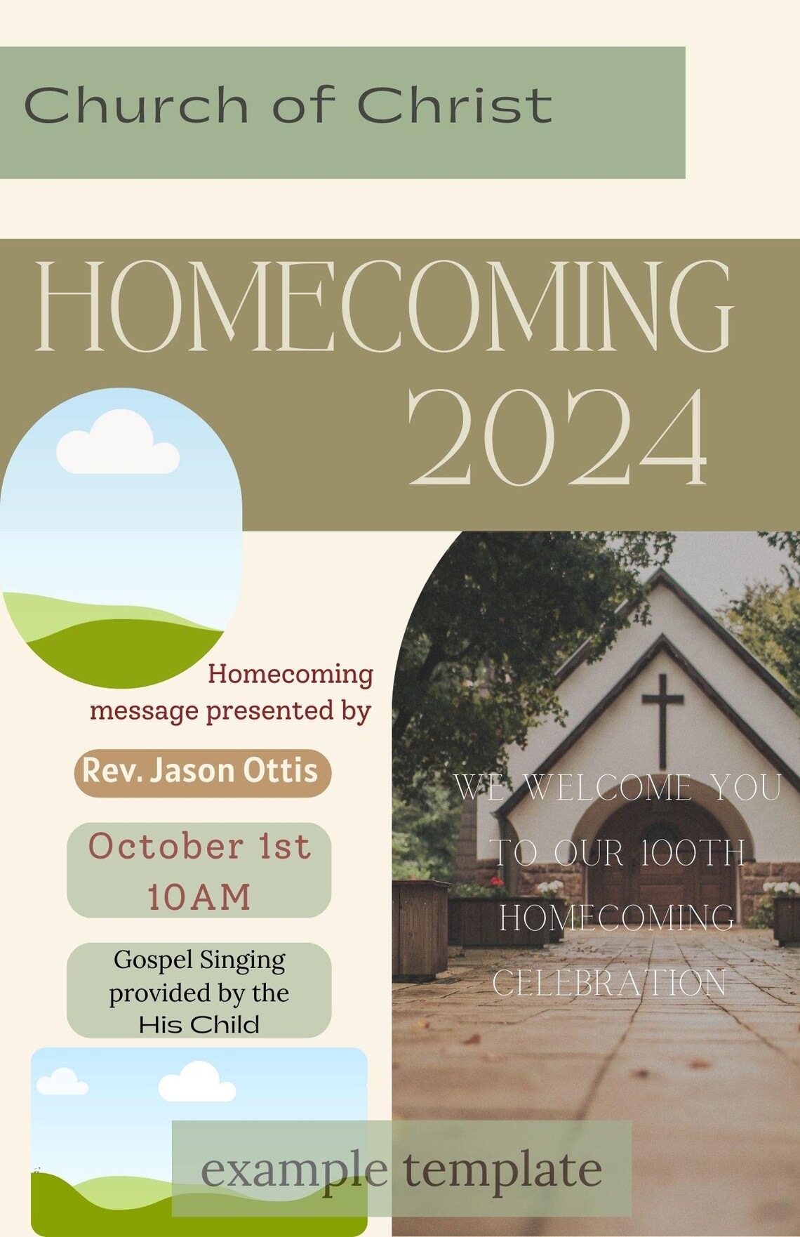 Church Homecoming Flyer| Mockup Template| Editable Template | Edit in ...