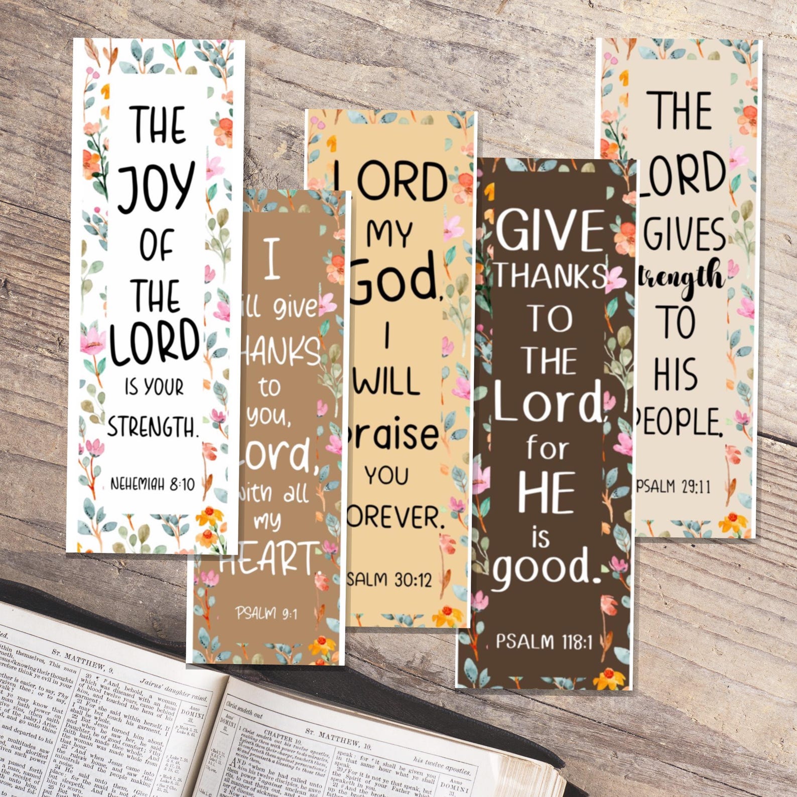 Printable Bible Verses Bookmark Set| Printable Floral Bookmark ...