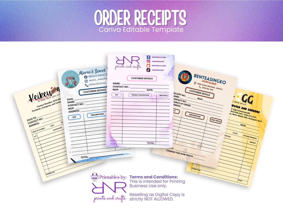 Order Receipts Templates - Etsy