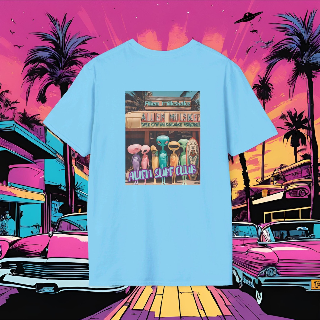 Alien Surf Club- Men's Softstyle T-shirt Baby Blue Socal Laguna Beach ...