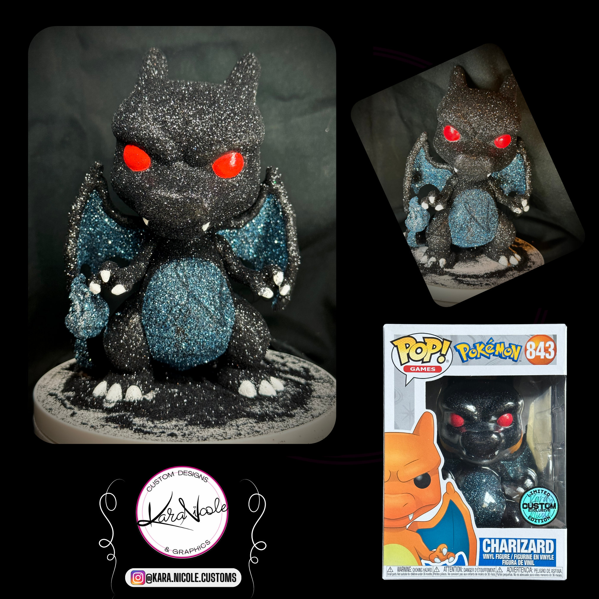 Custom Diamond Glitter: Mega Charizard X Pokémon Funko Pop - Etsy