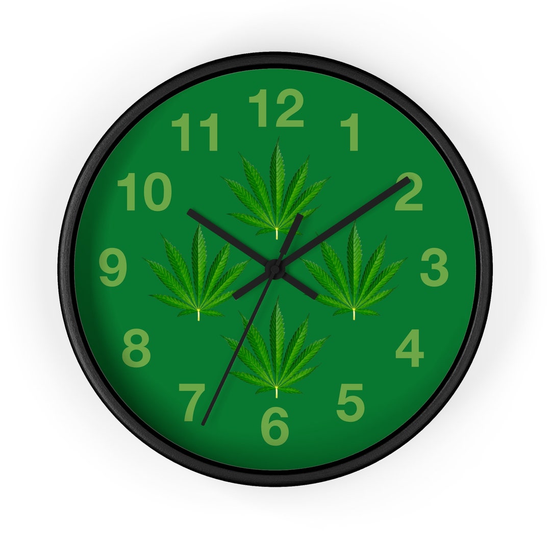 Cannabis Clock, Marijuana Clock, Pot Leaf Clock, Hemp Leaf Clock, Weed ...