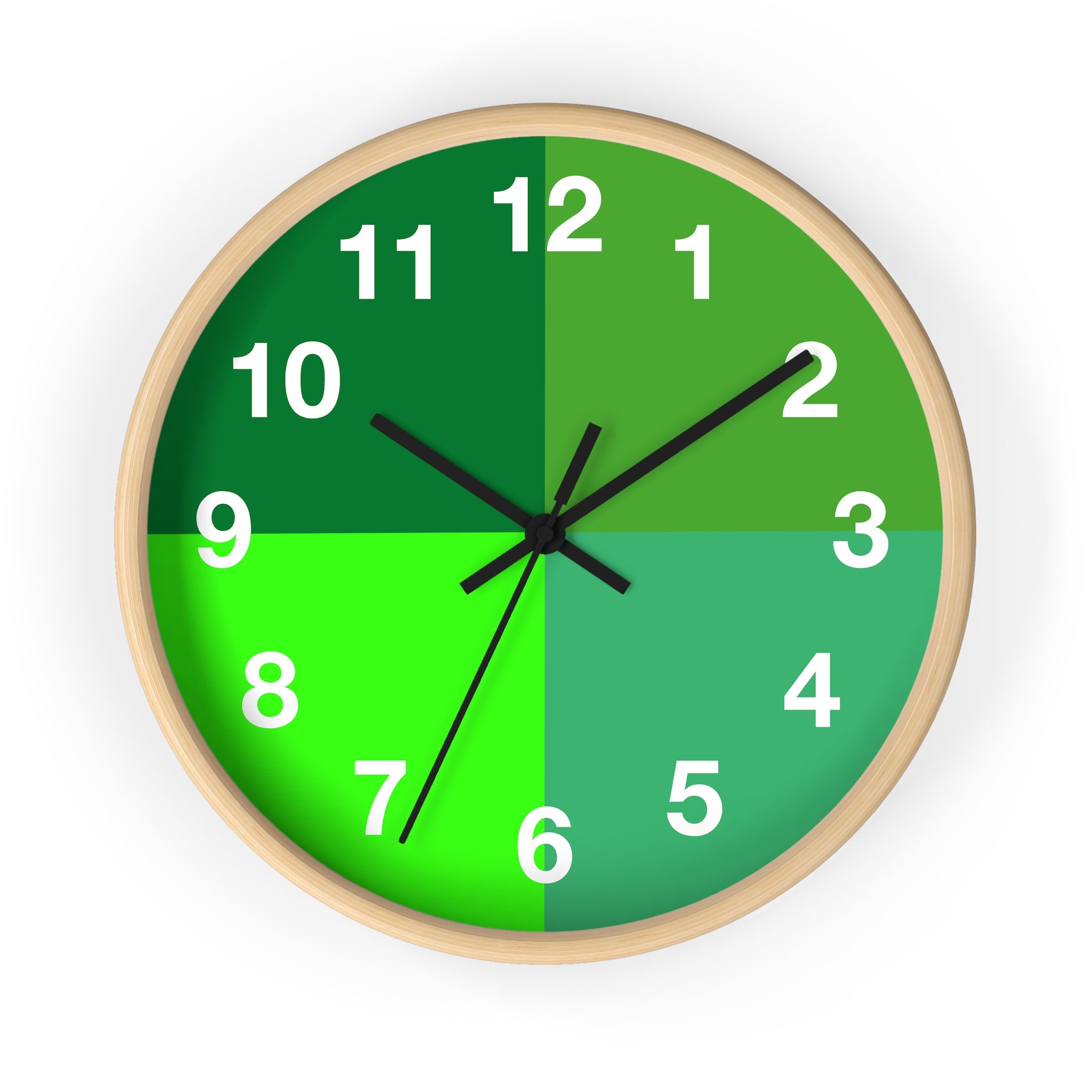 Four Tone Clock, Green Clock, Quadrant Toned Clock, Multi Shade Clock ...