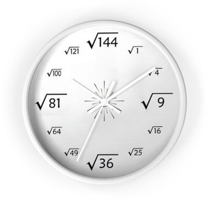 Square Root Wall Clock, Math Clock, Unique Wall Clock, Kids Clock ...