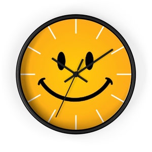 Smiley Clock, Yellow Smiley Clock, Happy Face Clock, Emoji Clock ...