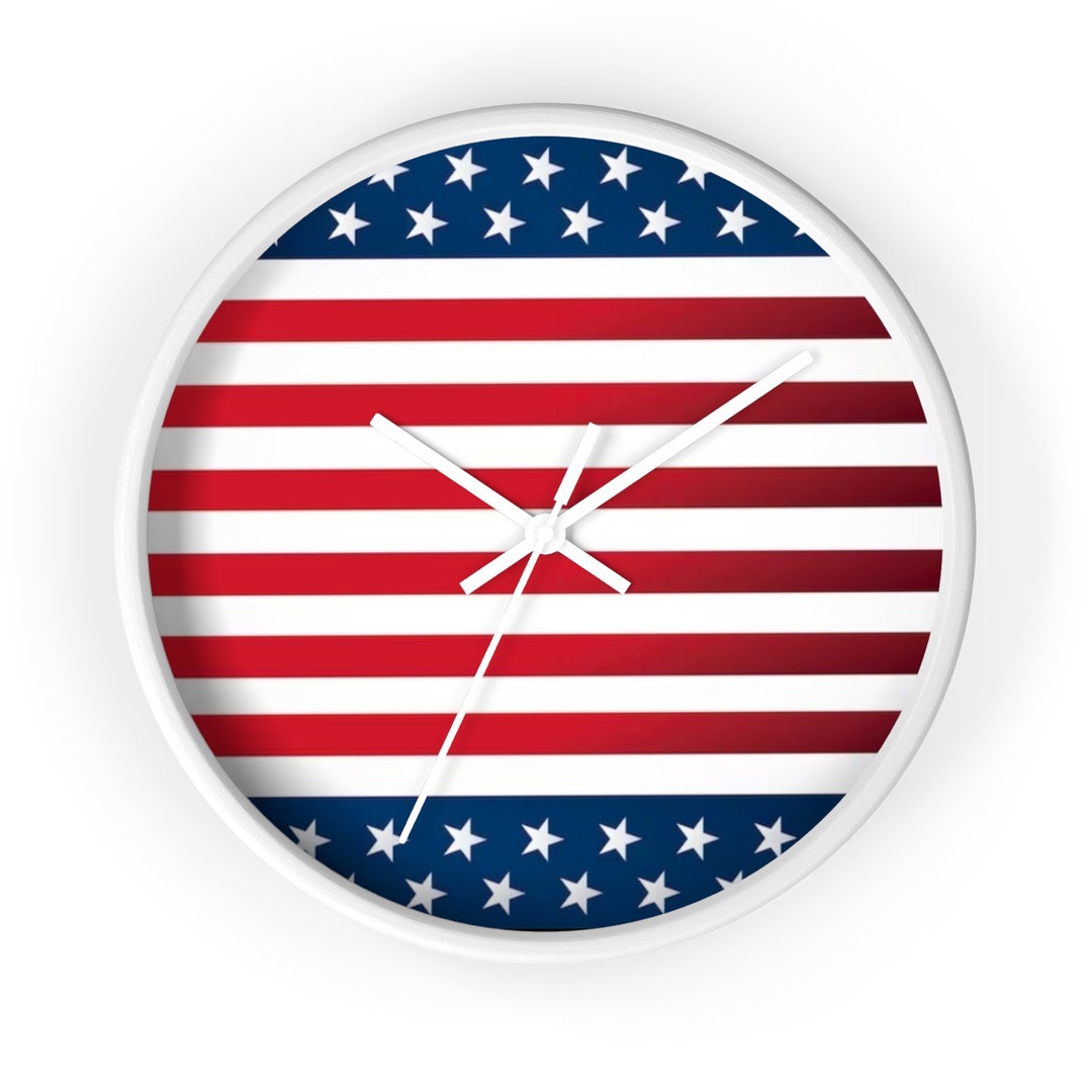 American Flag Clock, Stars and Stripes Clock, Patriotic Wall Clock, USA ...