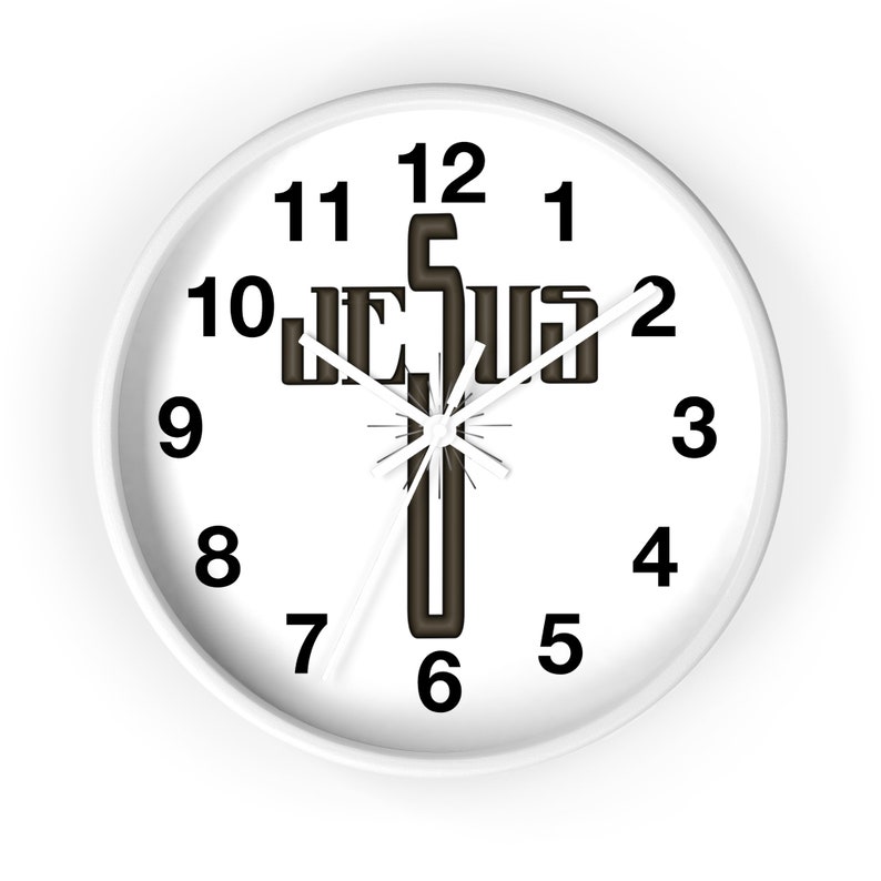 Jesus Cross Wall Clock, Jesus Word Art Clock, Christian Clock, Jesus ...