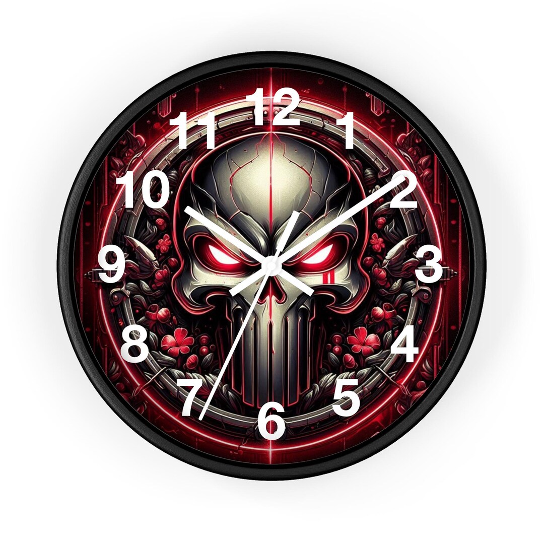 Gothic Skull Red Eye Wall Clock, Gothic Decor Clock, Gothic Art Clock ...