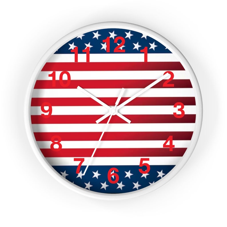 American Flag Clock, Patriotic Wall Clock, USA Flag Clock, American ...