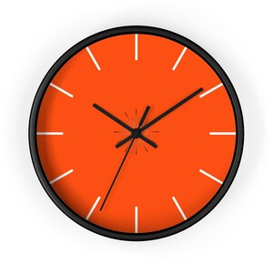 Orange Clock, Minimalist Clock, Modern Wall Clock, Simple Wall Clock ...
