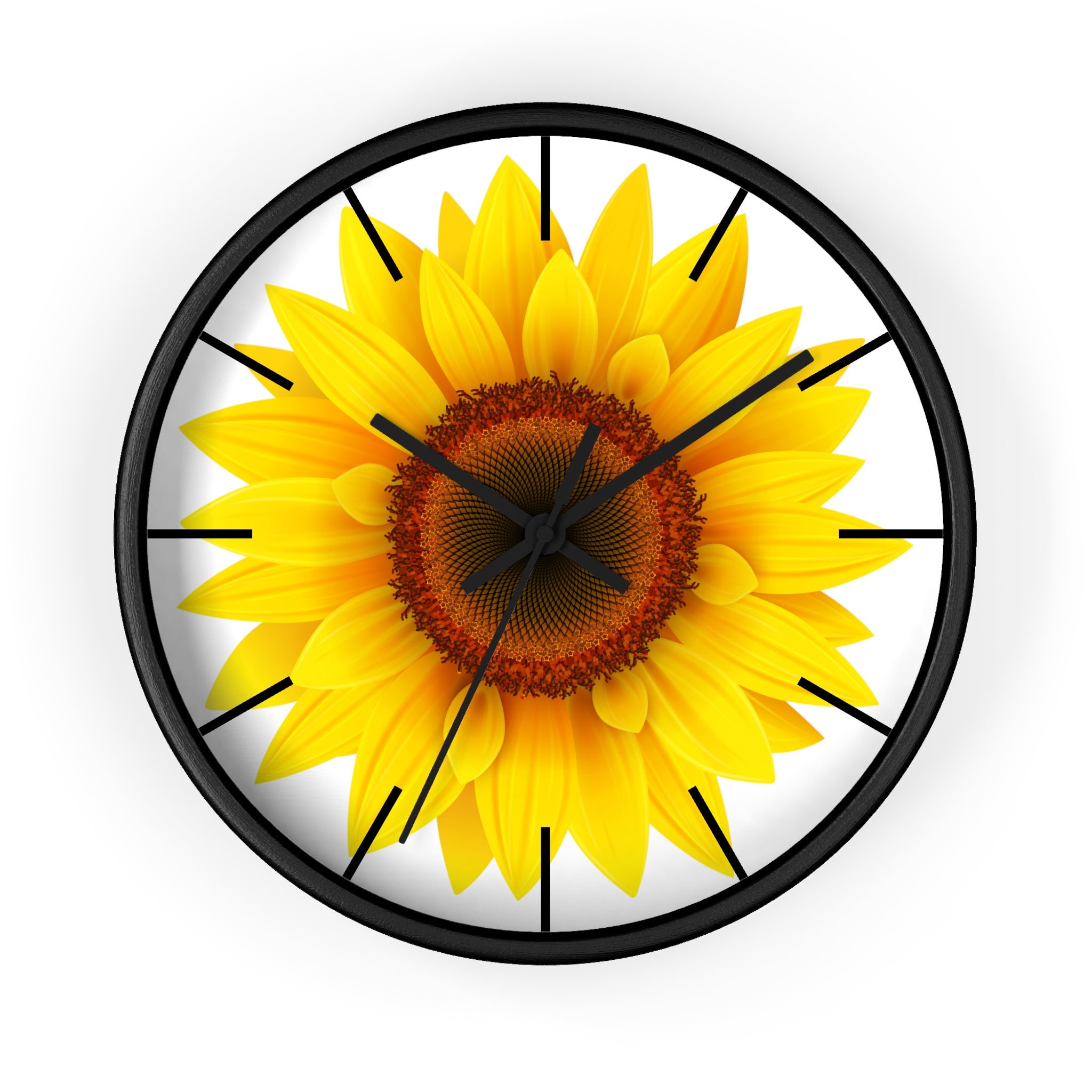 Sunflower Wall Clock, Art Deco Clock, Home Decor Clock, Floral Art ...