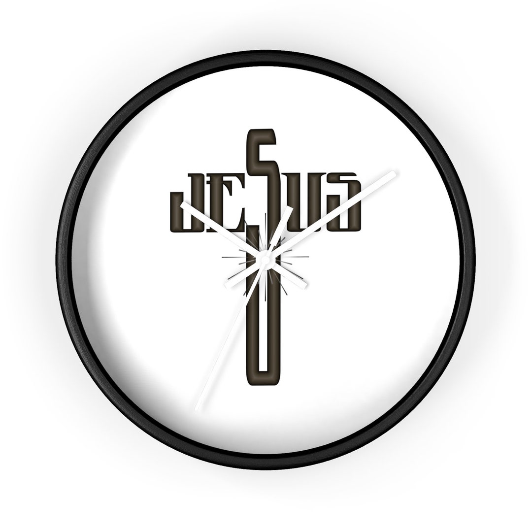 Jesus Word Art Clock, Jesus Cross Wall Clock, Christian Clock, Cross ...