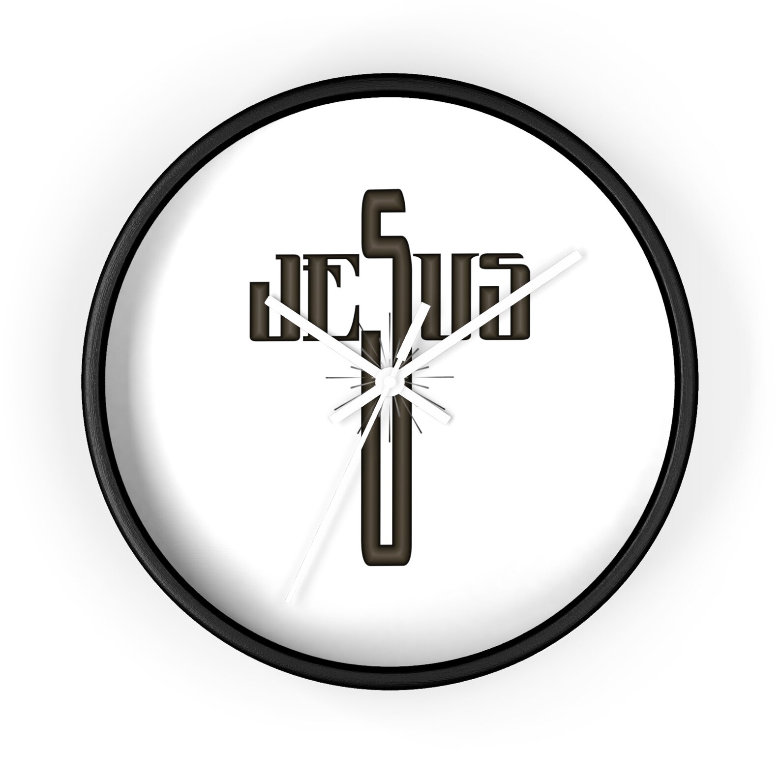 Jesus Word Art Clock, Jesus Cross Wall Clock, Christian Clock, Cross ...