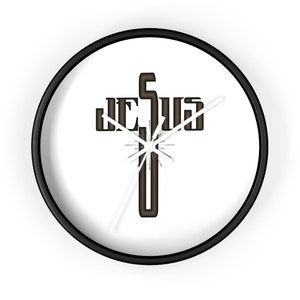 Jesus Word Art Clock, Jesus Cross Wall Clock, Christian Clock, Cross ...