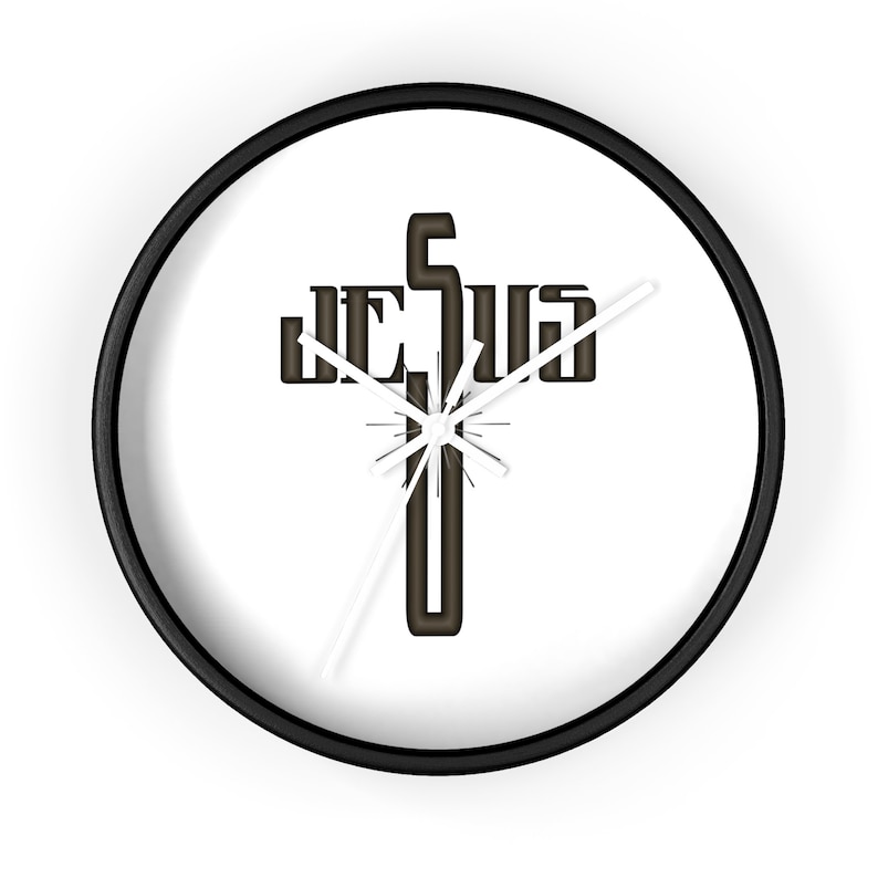Jesus Word Art Clock, Jesus Cross Wall Clock, Christian Clock, Cross ...
