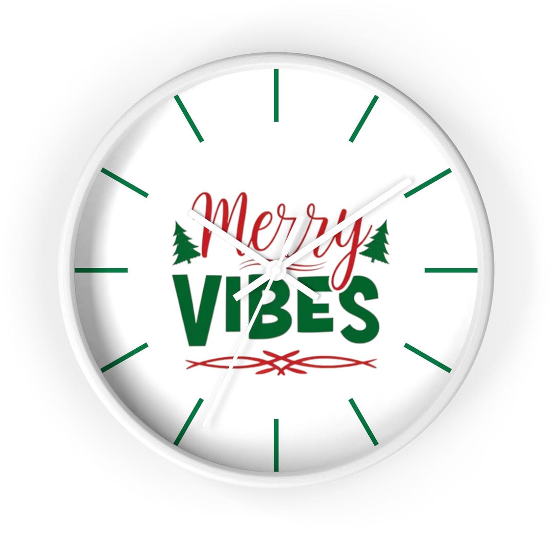 Merry Vibes Clock, Christmas Clock, Holiday Clock Gift, Festive Wall ...
