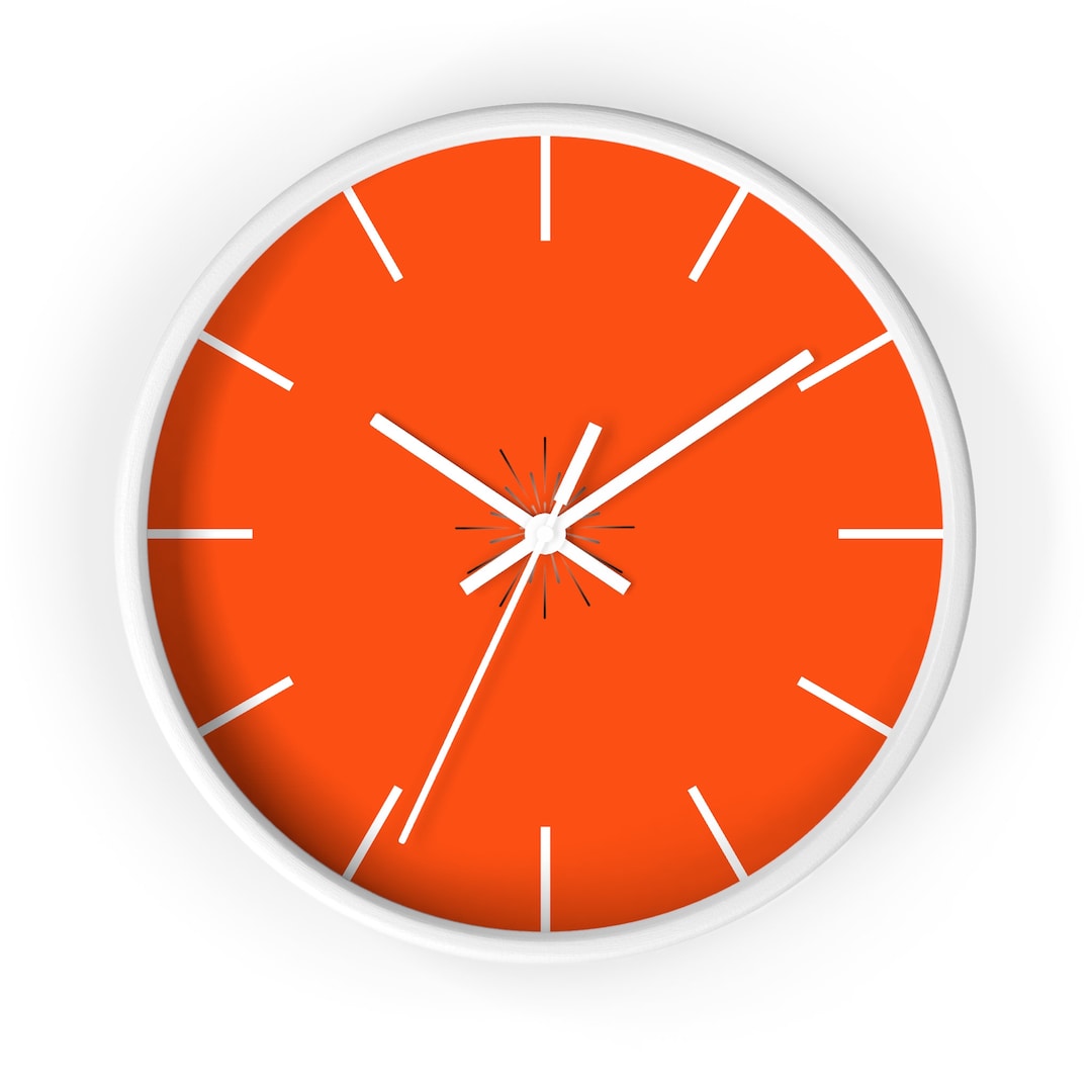 Orange Clock, Minimalist Clock, Modern Wall Clock, Simple Wall Clock ...