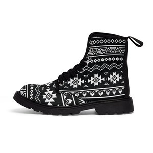 Men's Canvas Boots, Aztec Art, Geometric Pattern Footwear, Aztec ...