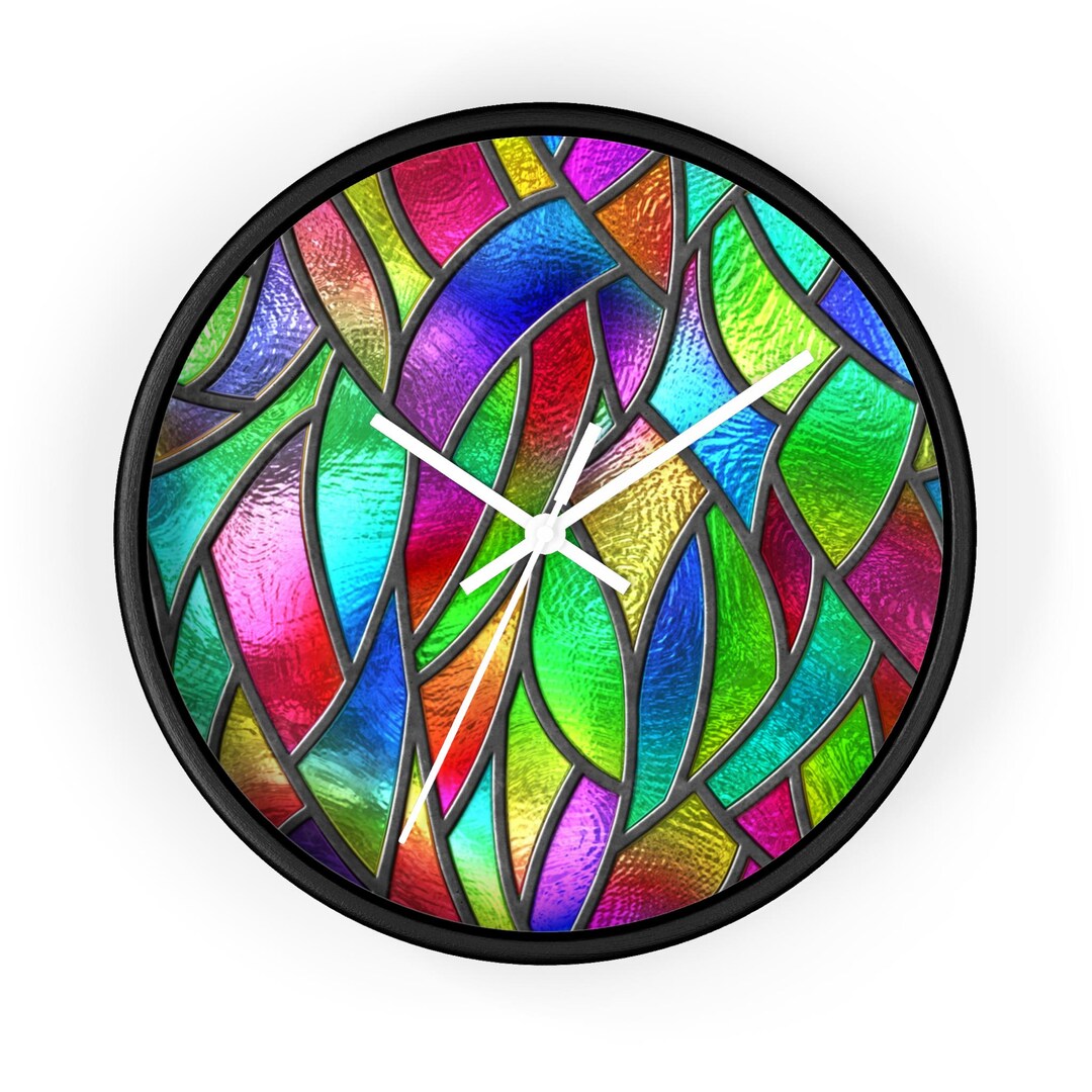 Stained Glass Pattern Clock, Stained Glass Print Clock, Abstract Art ...