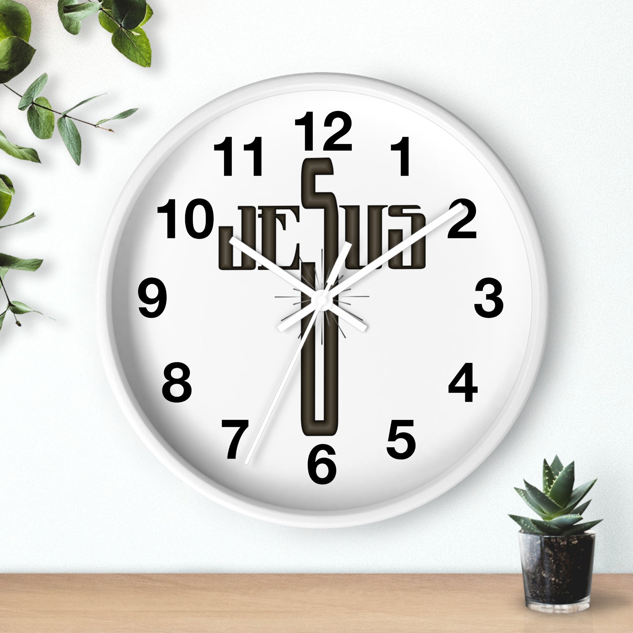 Jesus Cross Wall Clock, Jesus Word Art Clock, Christian Clock, Jesus ...