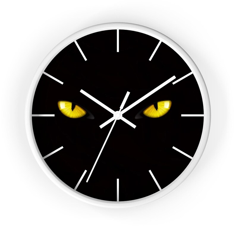 Midnight Cat Eyes Clock, Black Cat Wall Clock, Creepy Eyes Clock, Scary ...
