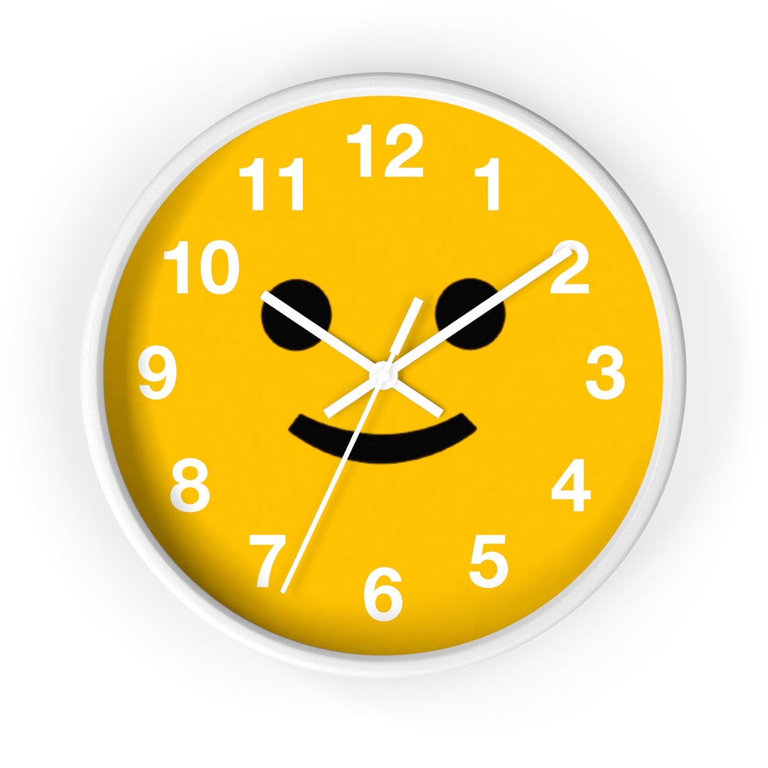 Emoji Clock, Smiley Wall Clock, Happy Face Clock, Minimalist Wall Clock ...