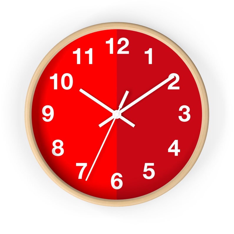 Two Tone Red Clock, Red Clock, Two Tone Clock, Dual Tone Clock, Unique ...