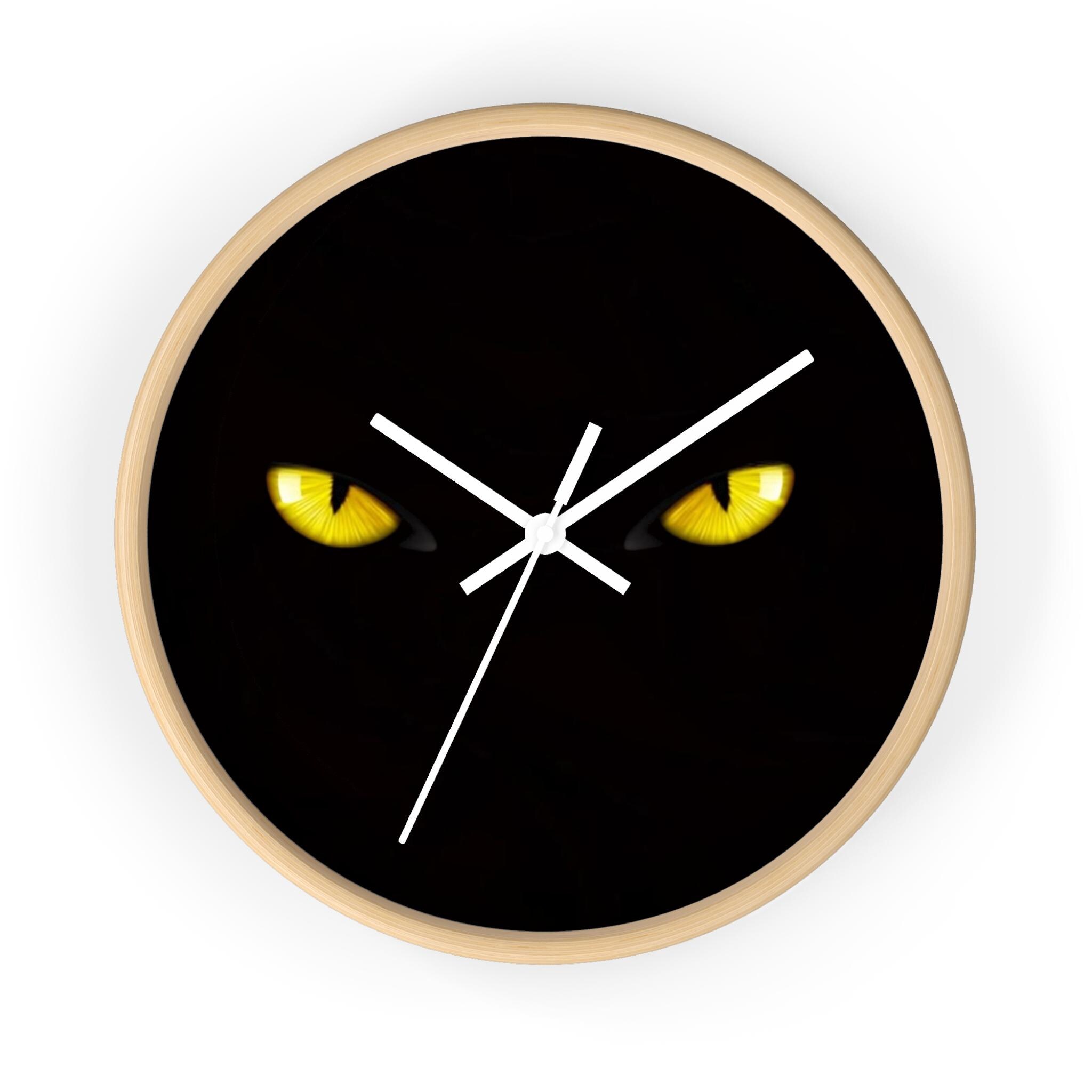 Midnight Cat Eyes Clock, Black Cat Wall Clock, Scary Eyes Clock, Creepy ...