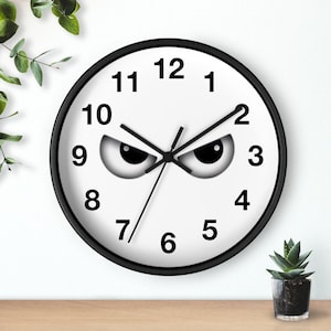 Angry Eyes Wall Clock, Angry Face Wall Clock, Funny Clock, Unique Wall ...