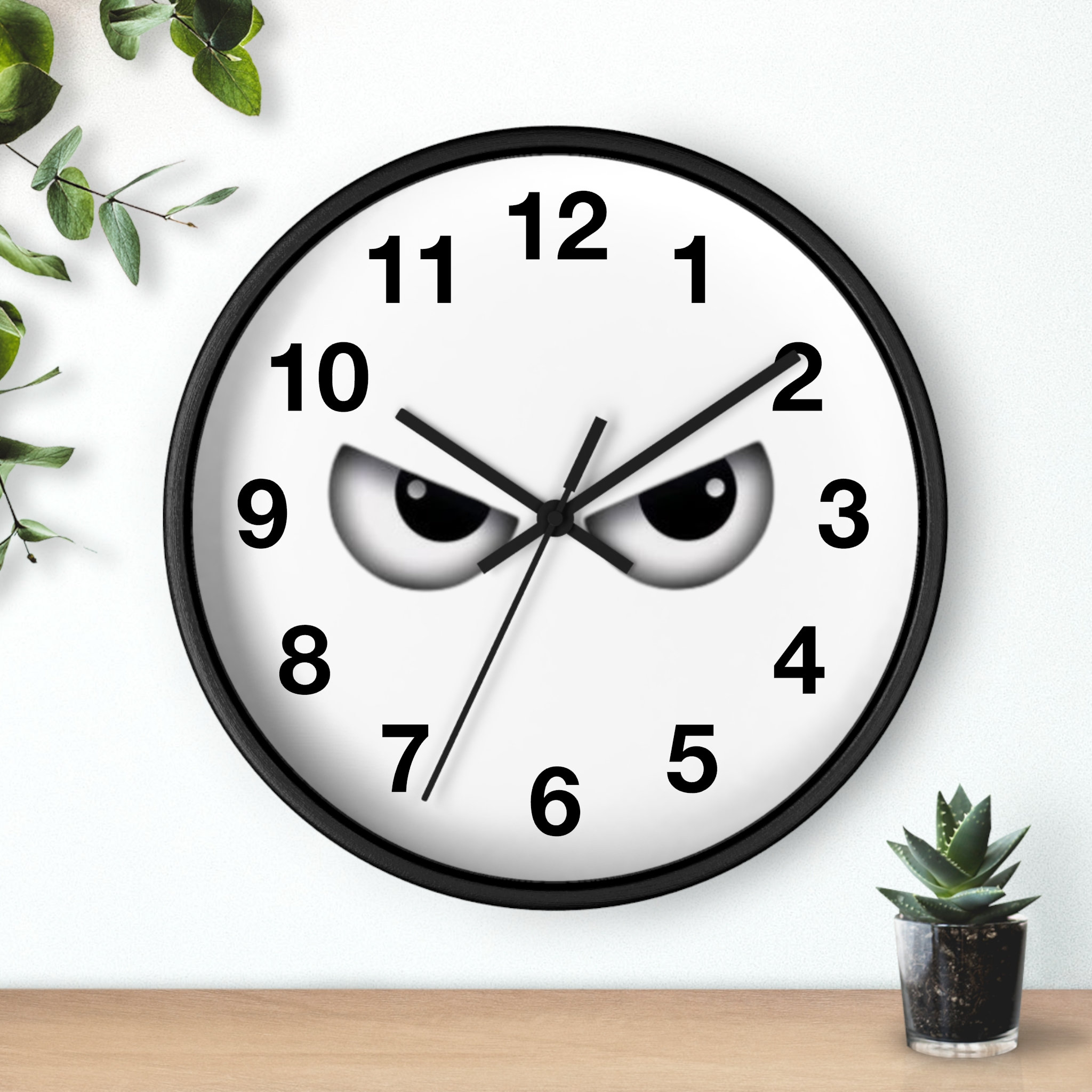 Angry Eyes Wall Clock, Angry Face Wall Clock, Funny Clock, Unique Wall ...