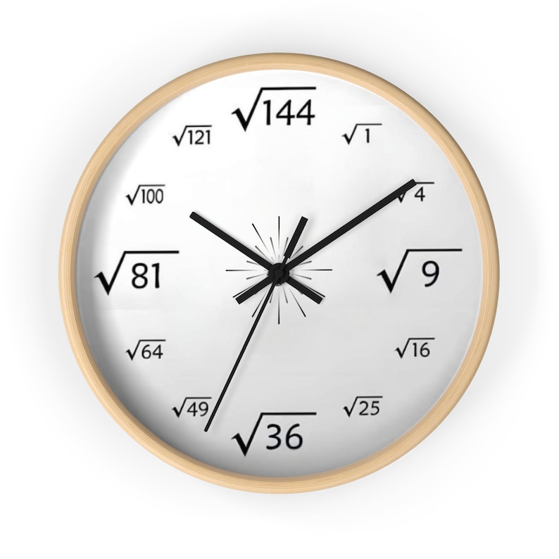 Square Root Wall Clock, Math Clock, Unique Wall Clock, Kids Clock ...