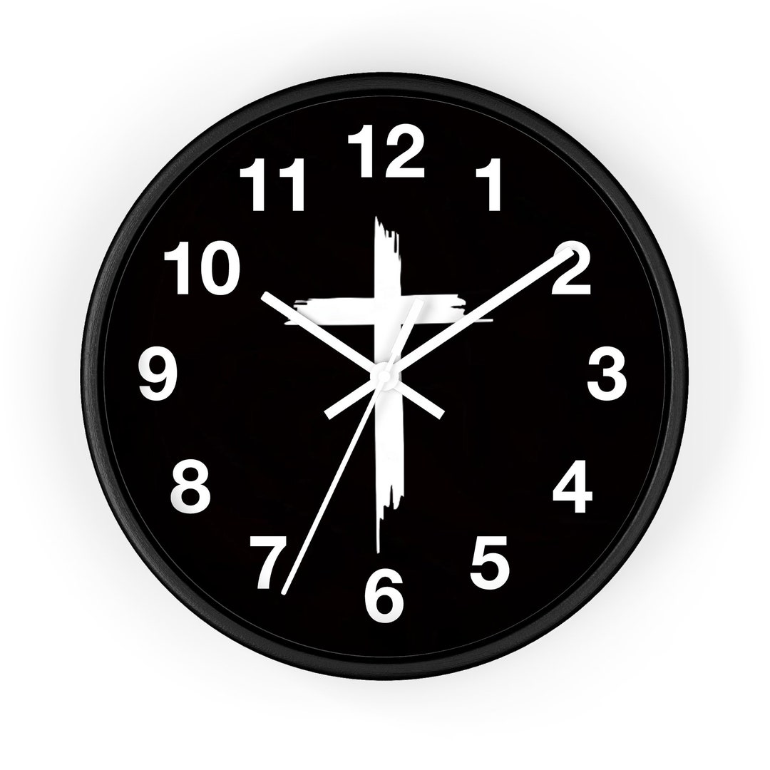 Crucifix Cross Brush Strokes Clock, Jesus Crucifix Clock, Jesus Cross ...