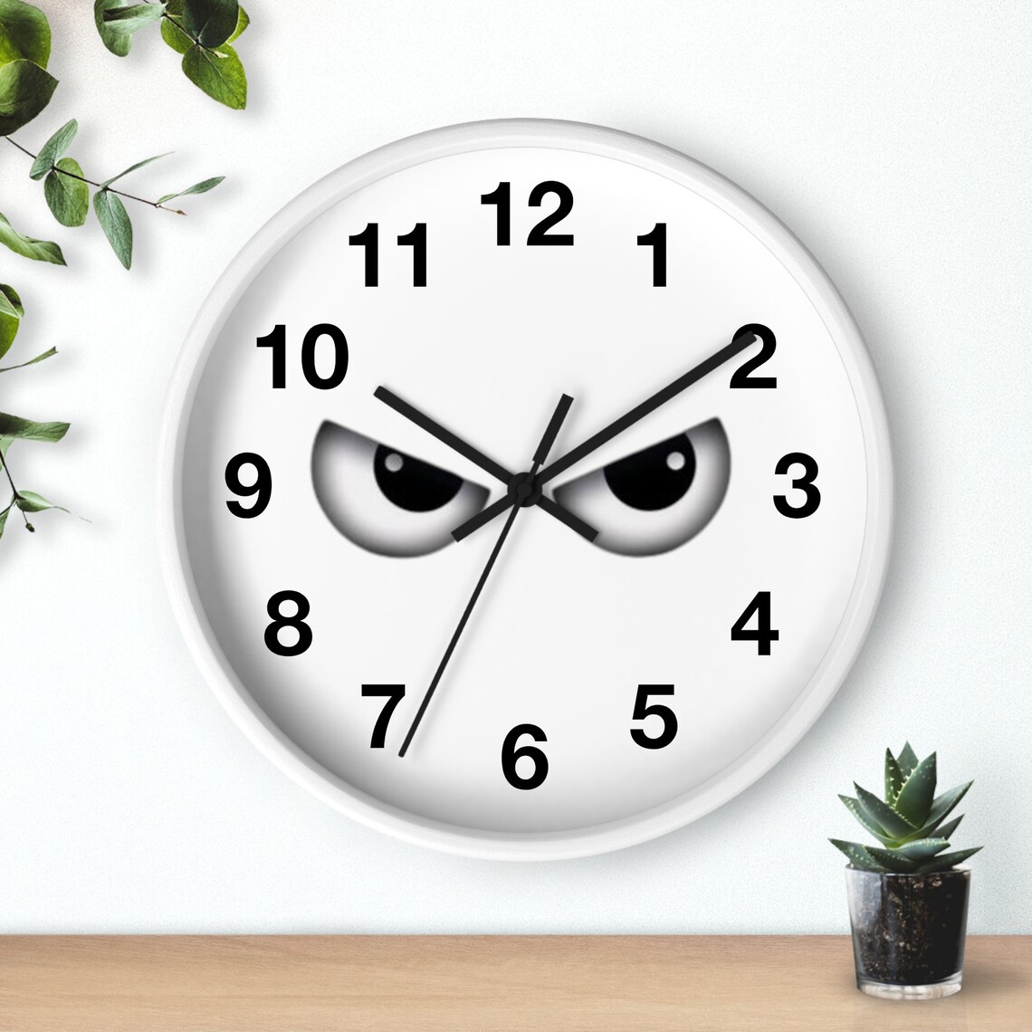 Angry Eyes Wall Clock, Angry Face Wall Clock, Funny Clock, Unique Wall ...