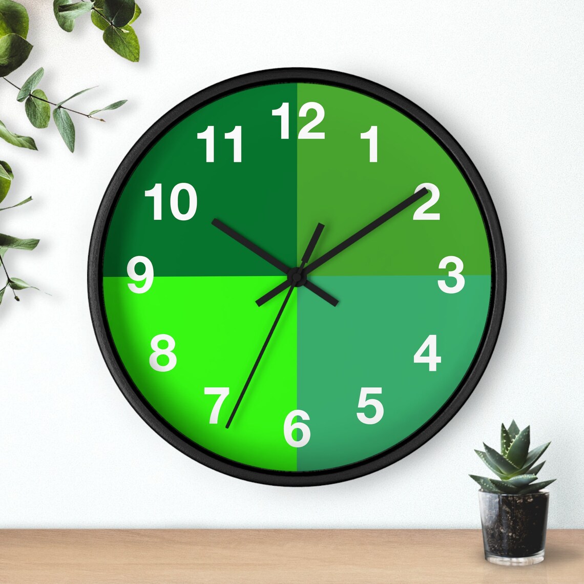 Four Tone Clock, Green Clock, Quadrant Toned Clock, Multi Shade Clock ...