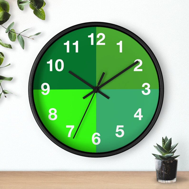 Four Tone Clock, Green Clock, Quadrant Toned Clock, Multi Shade Clock ...