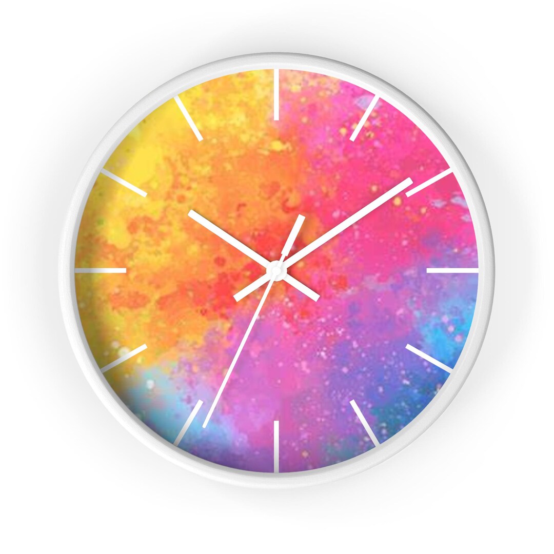 Color Splash Wall Clock, Abstract Art Clock, Colorful Home Decor Clock ...