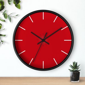 Red Clock, Minimalist Clock, Modern Wall Clock, Unique Wall Clock, Cool ...