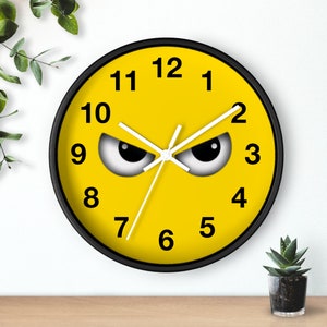 Playful Eyes Clock, Angry Face Wall Clock, Funny Clock, Unique Wall ...