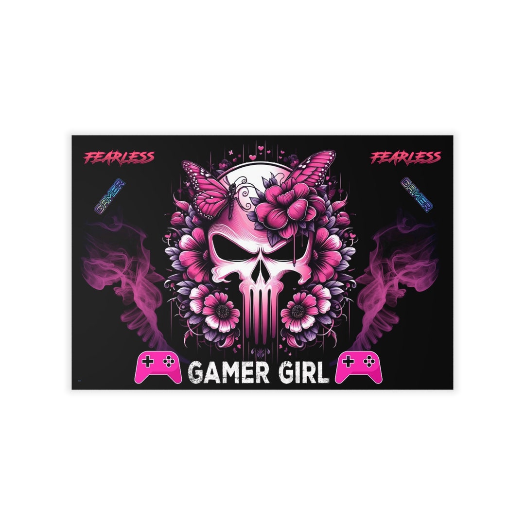Gamer Girl Sticker, Gamer Skull Decal, Gaming Room Decor, Video Game ...