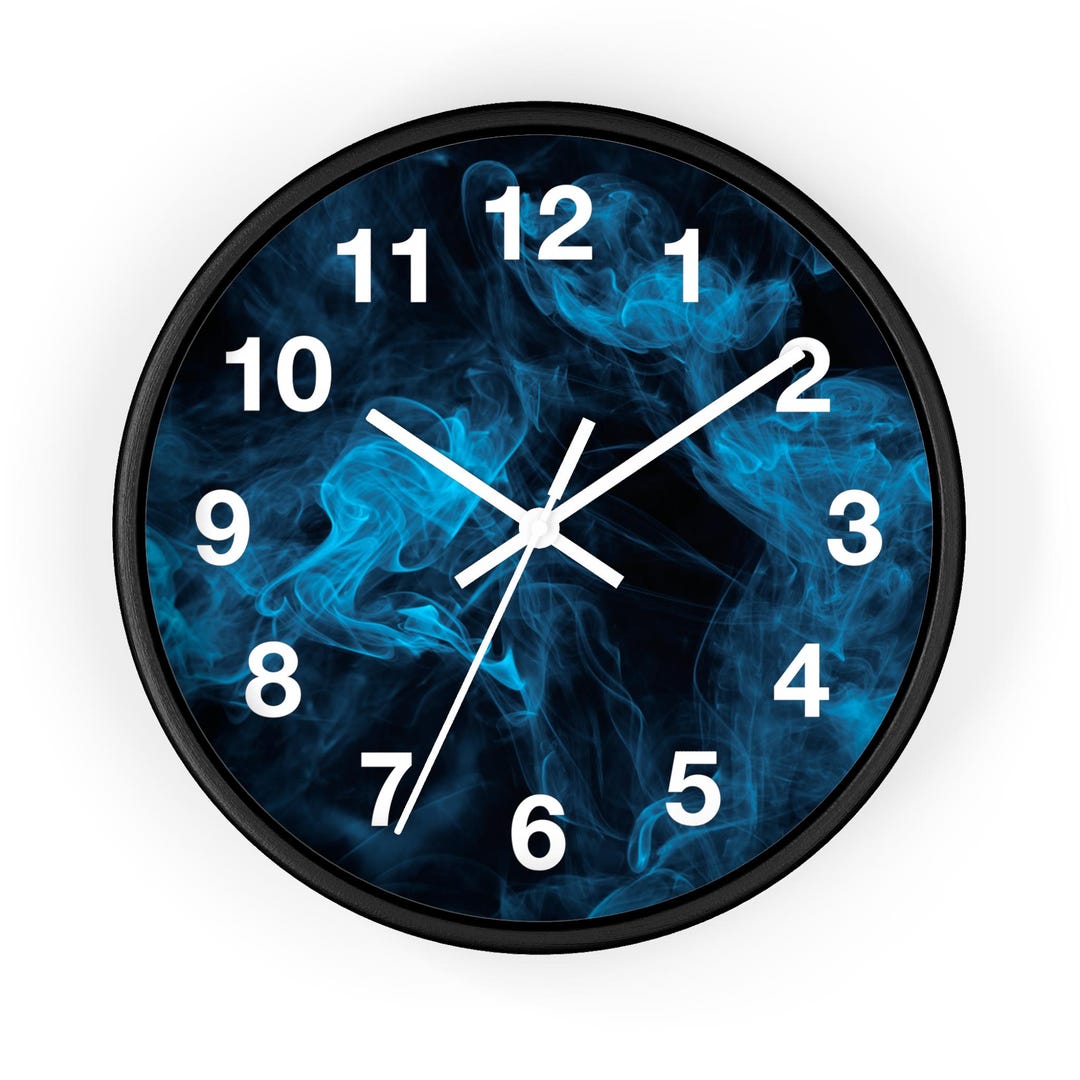 Mystic Smoke Clock, Blue Smoke Wall Clock, Art Deco Clock, Artistic ...