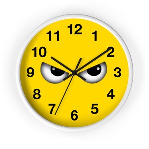 Playful Eyes Clock, Angry Face Wall Clock, Funny Clock, Unique Wall ...
