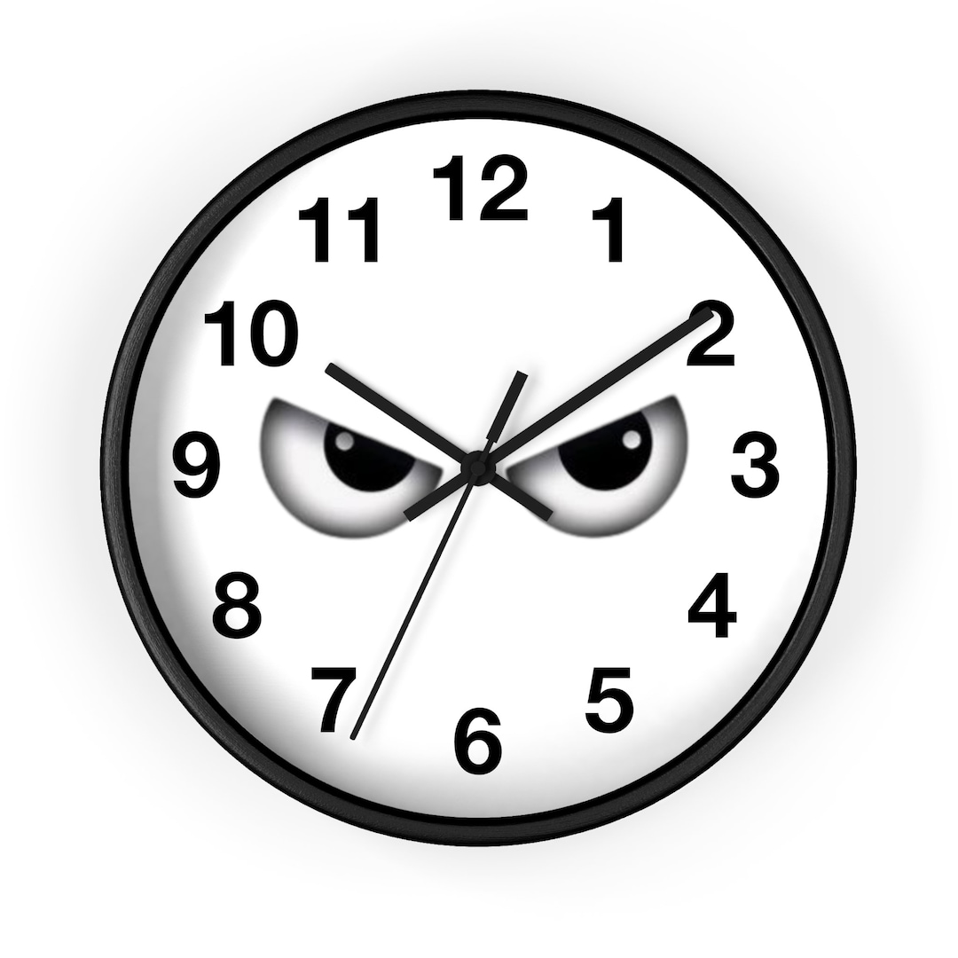Angry Eyes Wall Clock, Angry Face Wall Clock, Funny Clock, Unique Wall ...