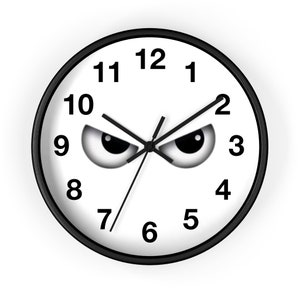 Angry Eyes Wall Clock, Angry Face Wall Clock, Funny Clock, Unique Wall ...